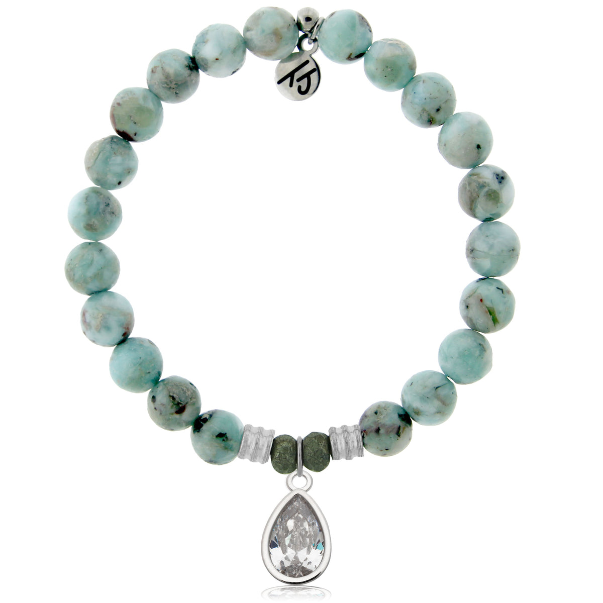 Larimar Gemstone Bracelet with Inner Beauty Sterling Silver Charm | T. Jazelle