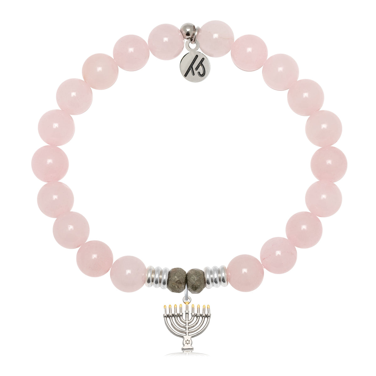rose-quartz-gemstone-bracelet-with-menorah-sterling-silver-charm ...